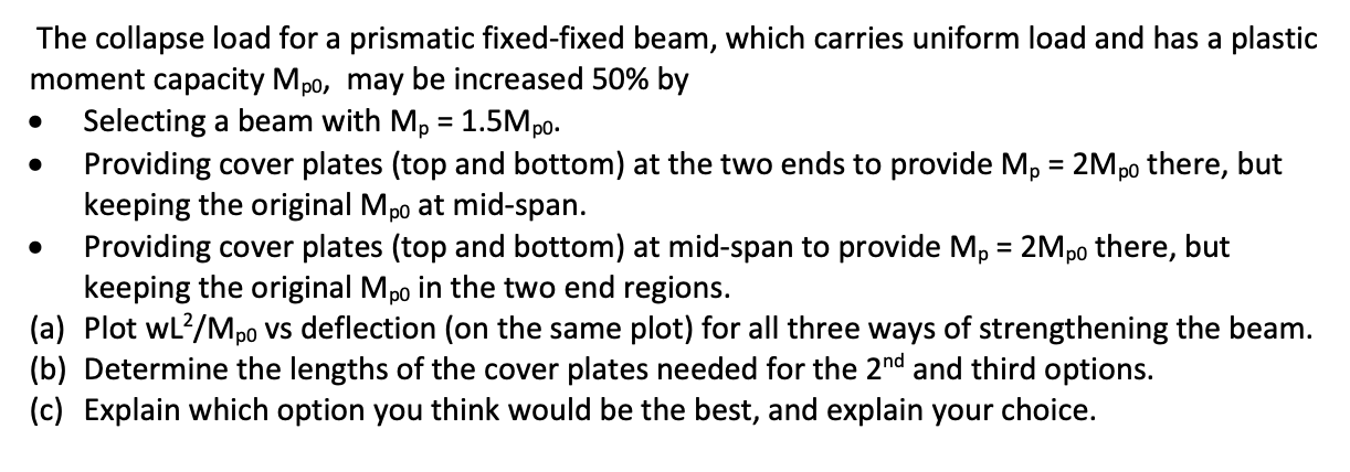 Solved The collapse load for a prismatic fixed-fixed beam, | Chegg.com