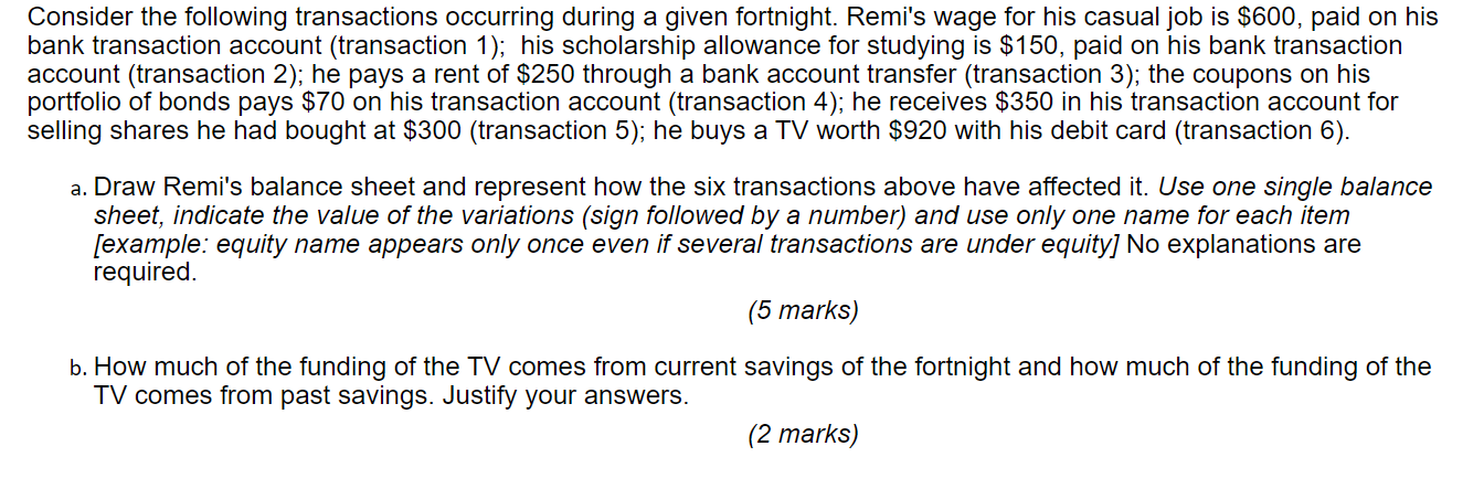 Solved Consider the following transactions occurring during | Chegg.com