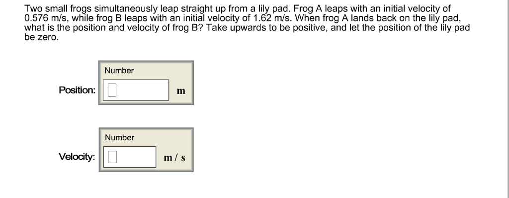 Solved Two small frogs simultaneously leap straight up from | Chegg.com