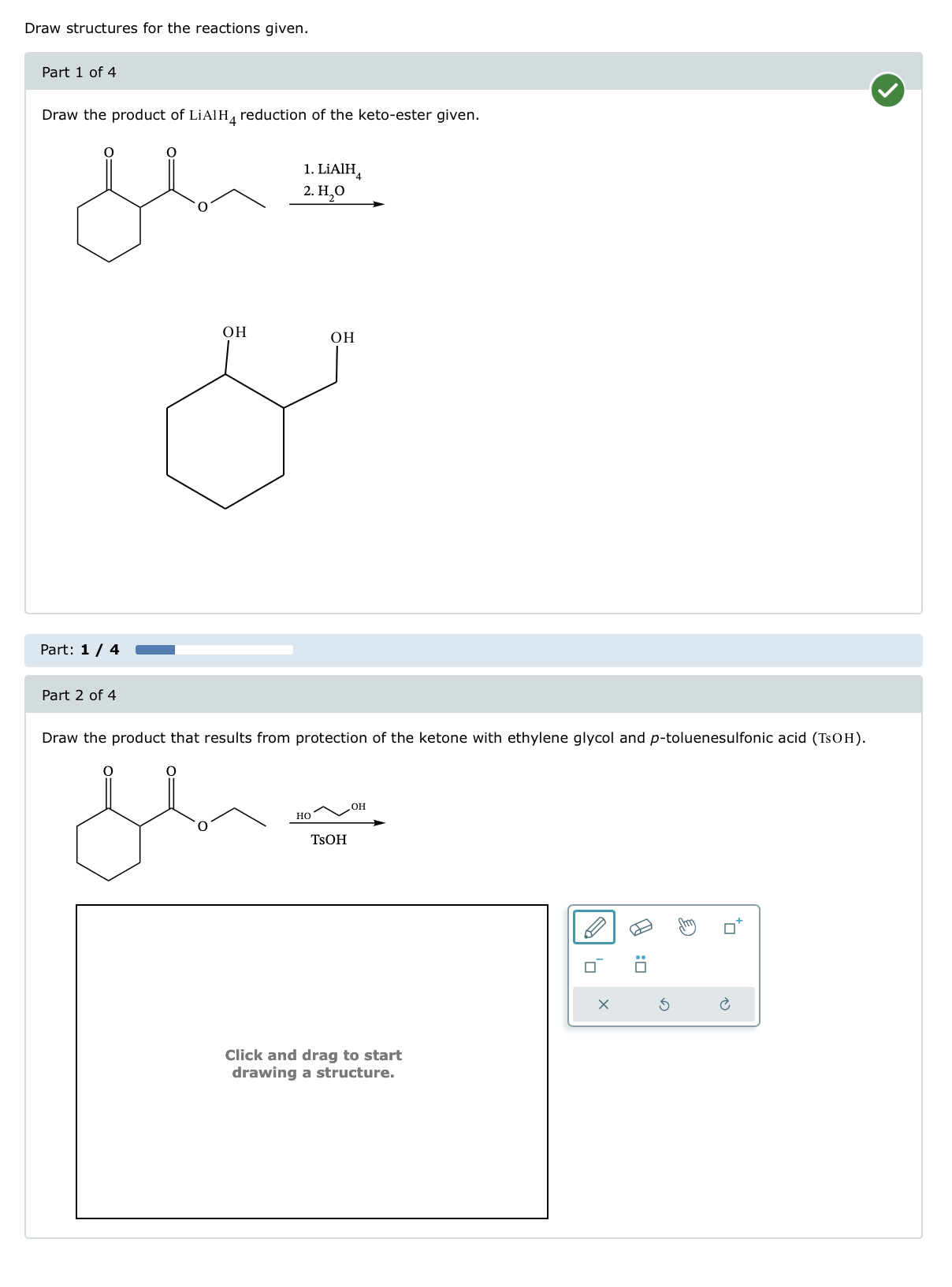 Solved Draw structures for the reactions given.Part 1 ﻿of | Chegg.com