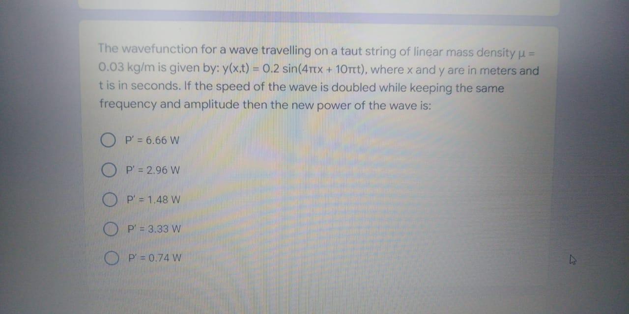Solved The wavefunction for a wave travelling on a taut | Chegg.com