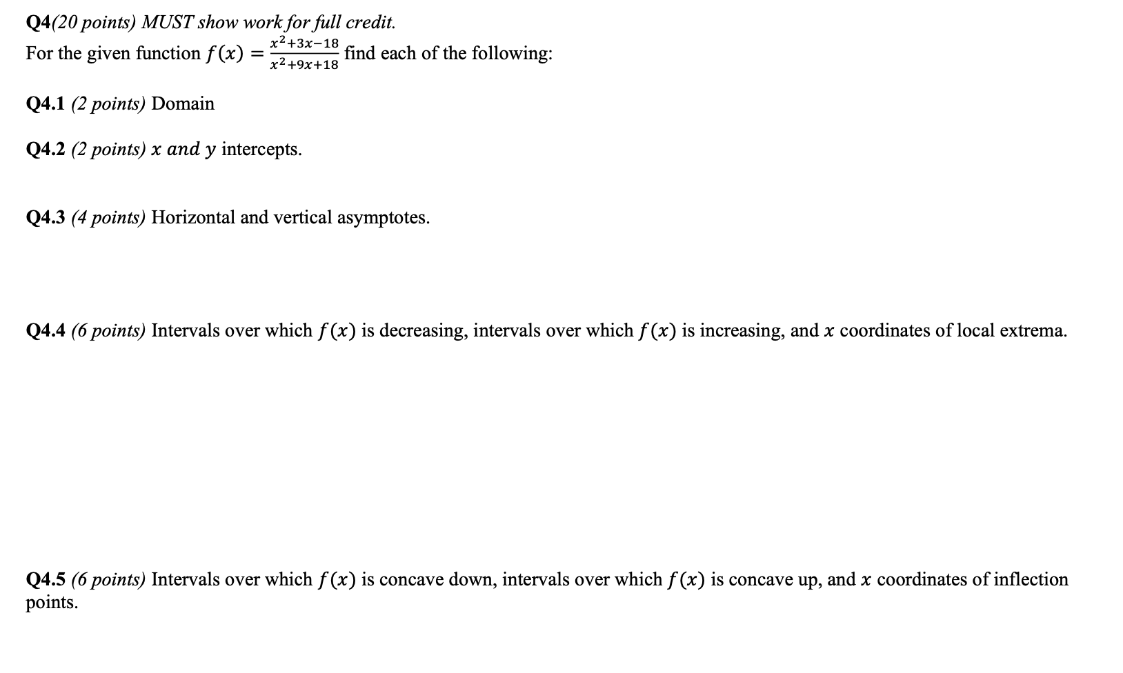 Solved Q4(20 ﻿points) ﻿MUST show work for full credit.For | Chegg.com