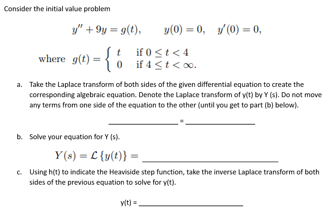 Solved Consider the initial value problem Take the Laplace | Chegg.com