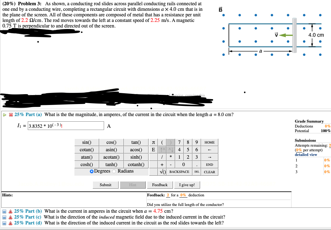 Solved (20%) ﻿Problem 3: As shown, a conducting rod slides | Chegg.com