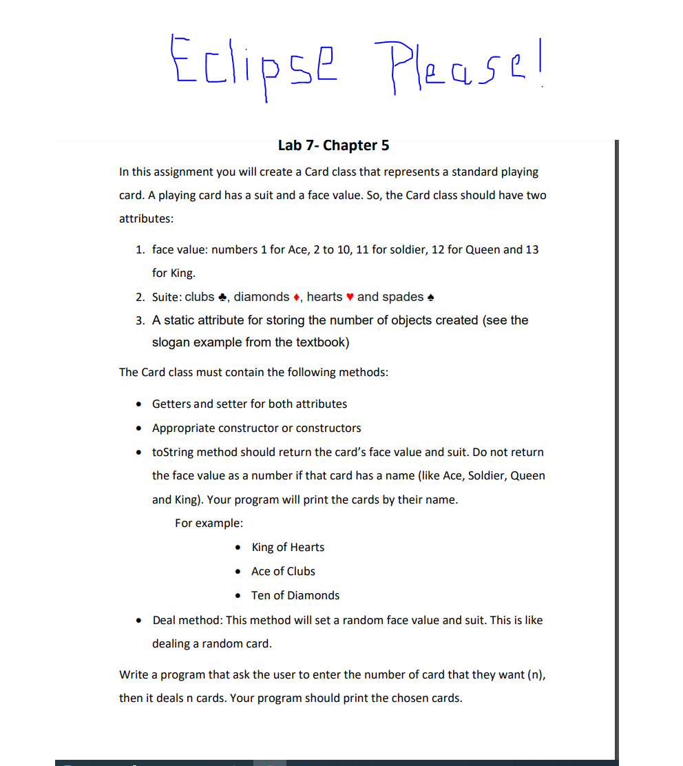 Solved In this assignment you will create a Card class that | Chegg.com