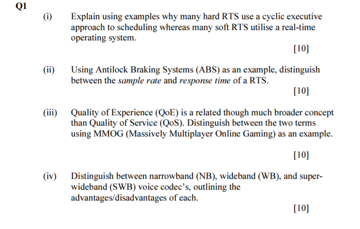 Solved (i) Explain using examples why many hard RTS use a | Chegg.com