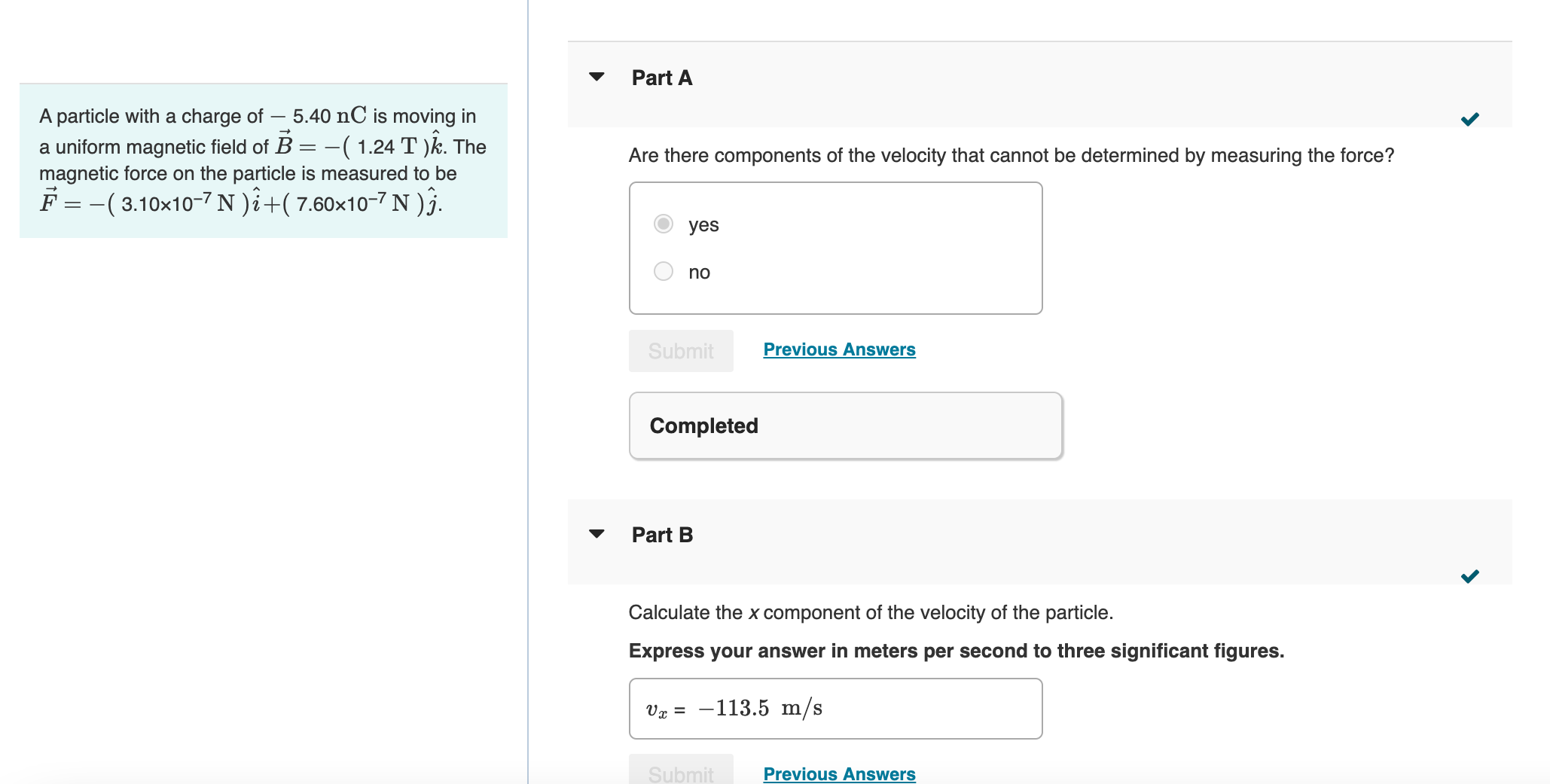 Solved A particle with a charge of −5.40nC is moving in a | Chegg.com