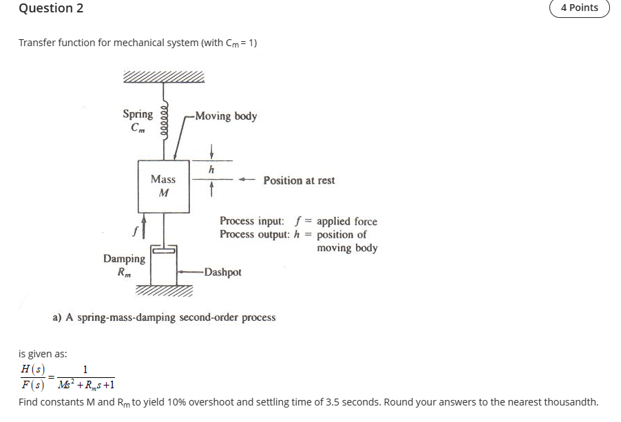 Solved Question 2 Transfer function for mechanical system | Chegg.com
