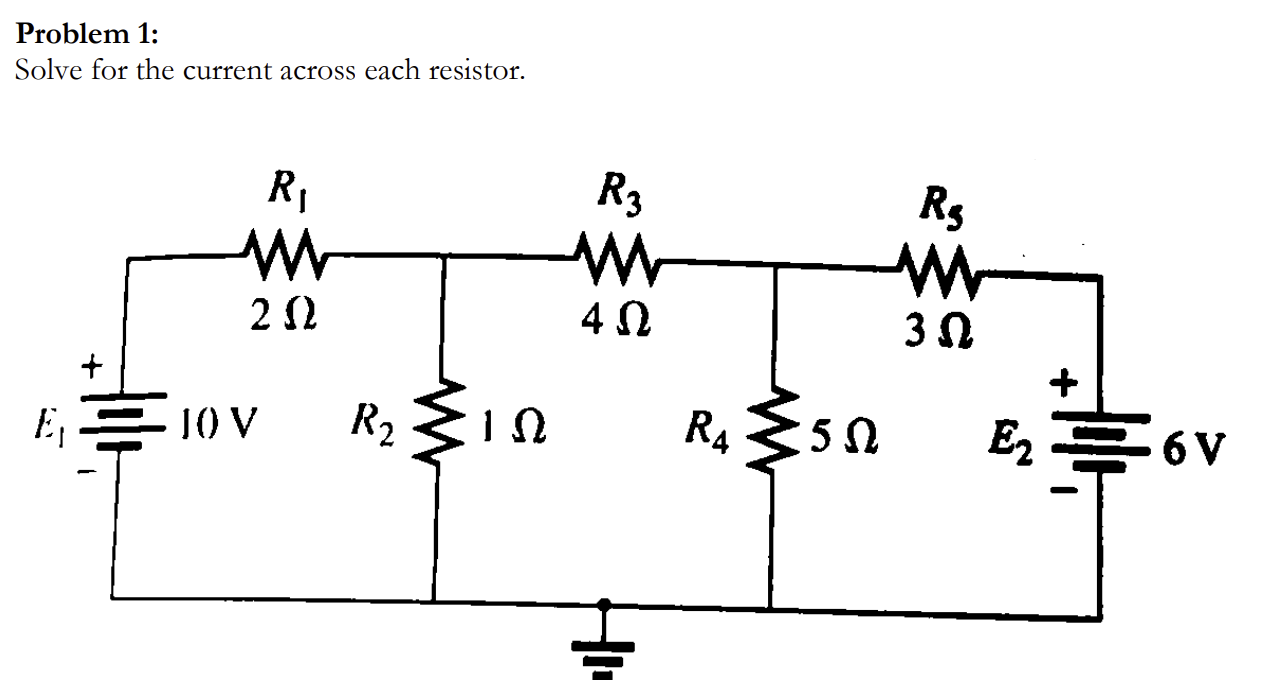 Solved Problem 1:Solve for the current across each resistor. | Chegg.com