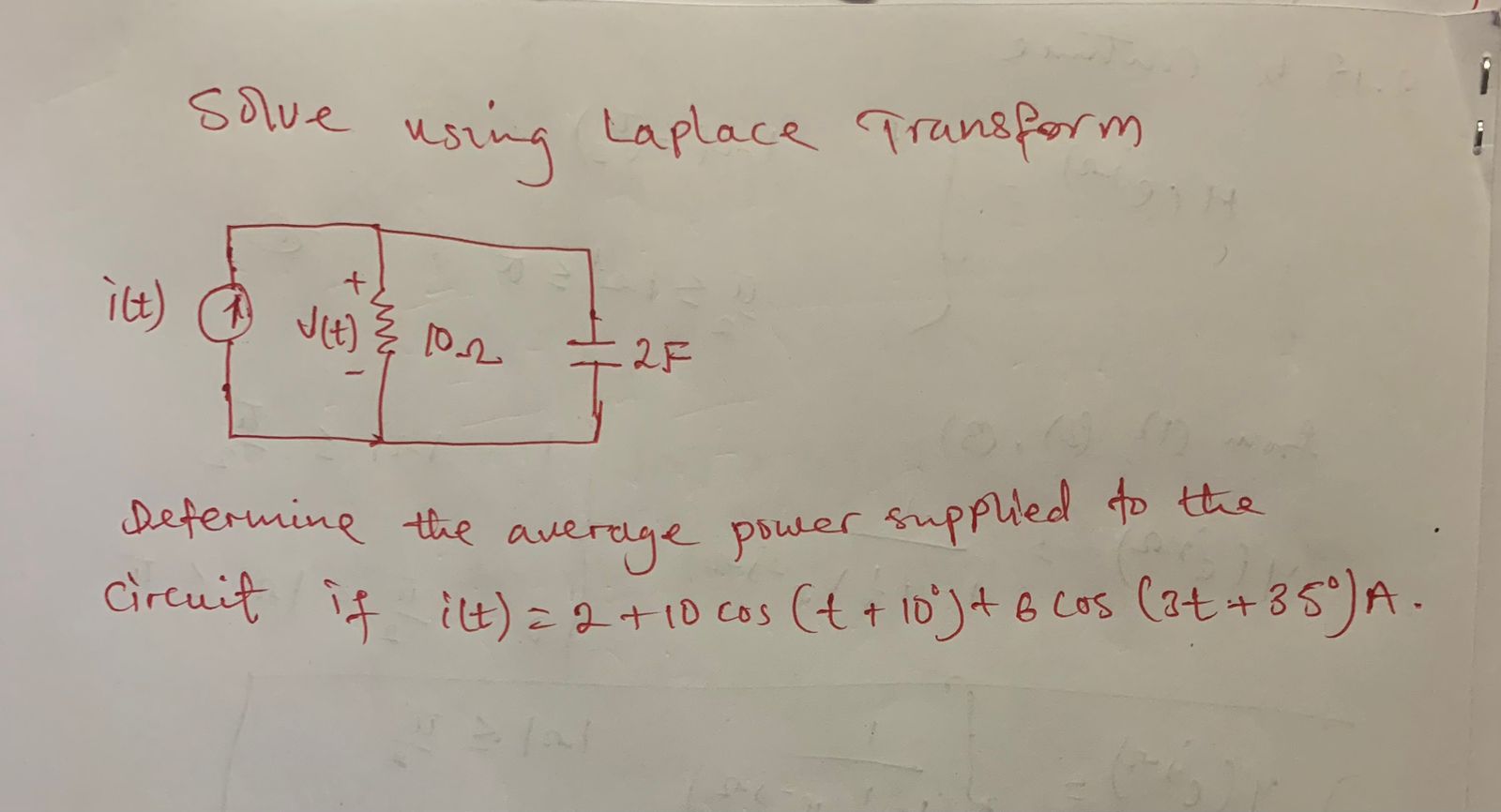 Solved Solve using Laplace Transform Defermine the average | Chegg.com