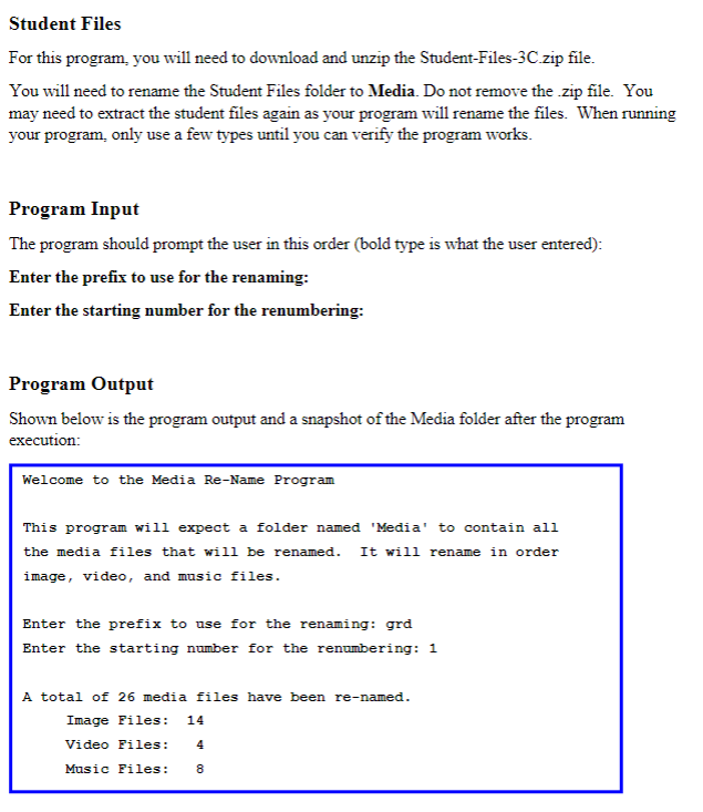 Solved Student Files For this program, you will need to | Chegg.com