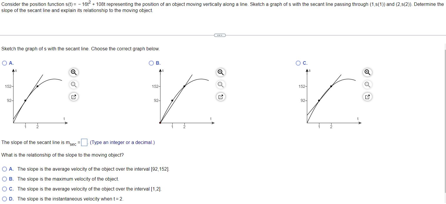 Solved Consider The Position Function S T −16t2 108t
