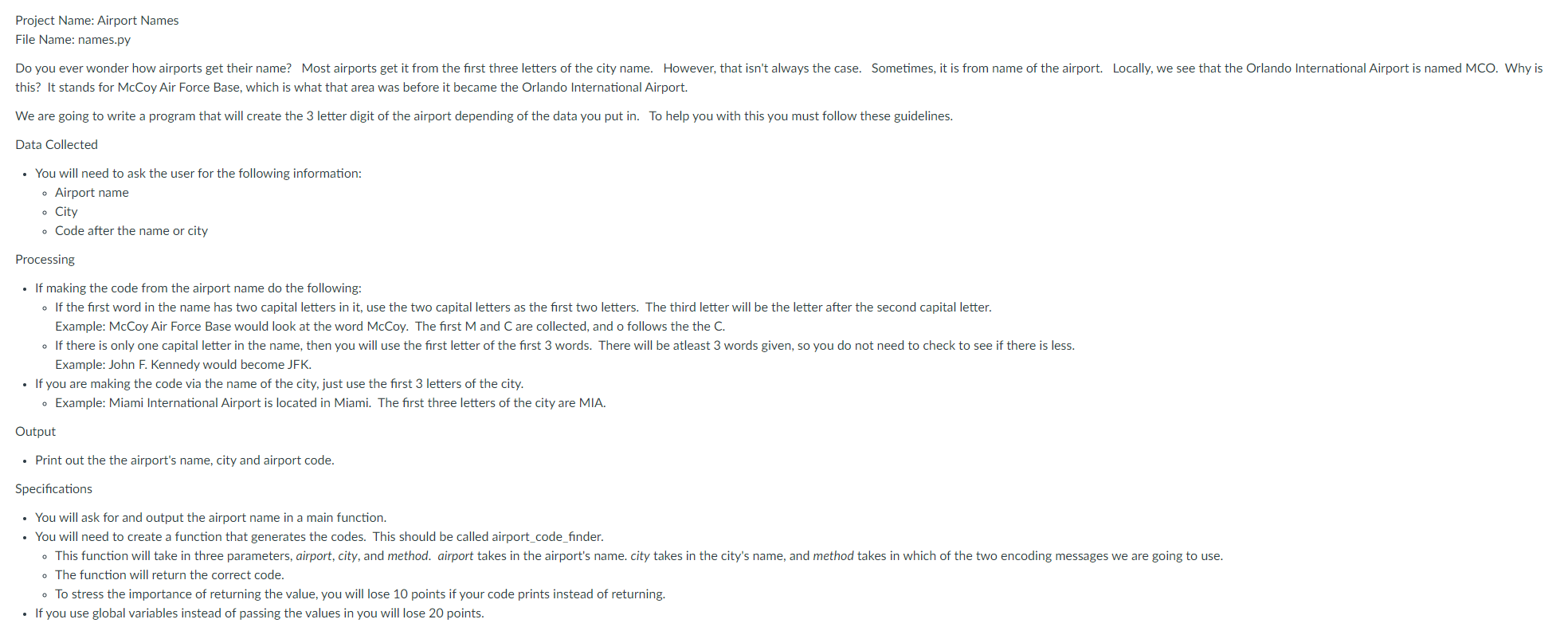 Solved File Name: names.py this? It stands for McCoy Air | Chegg.com