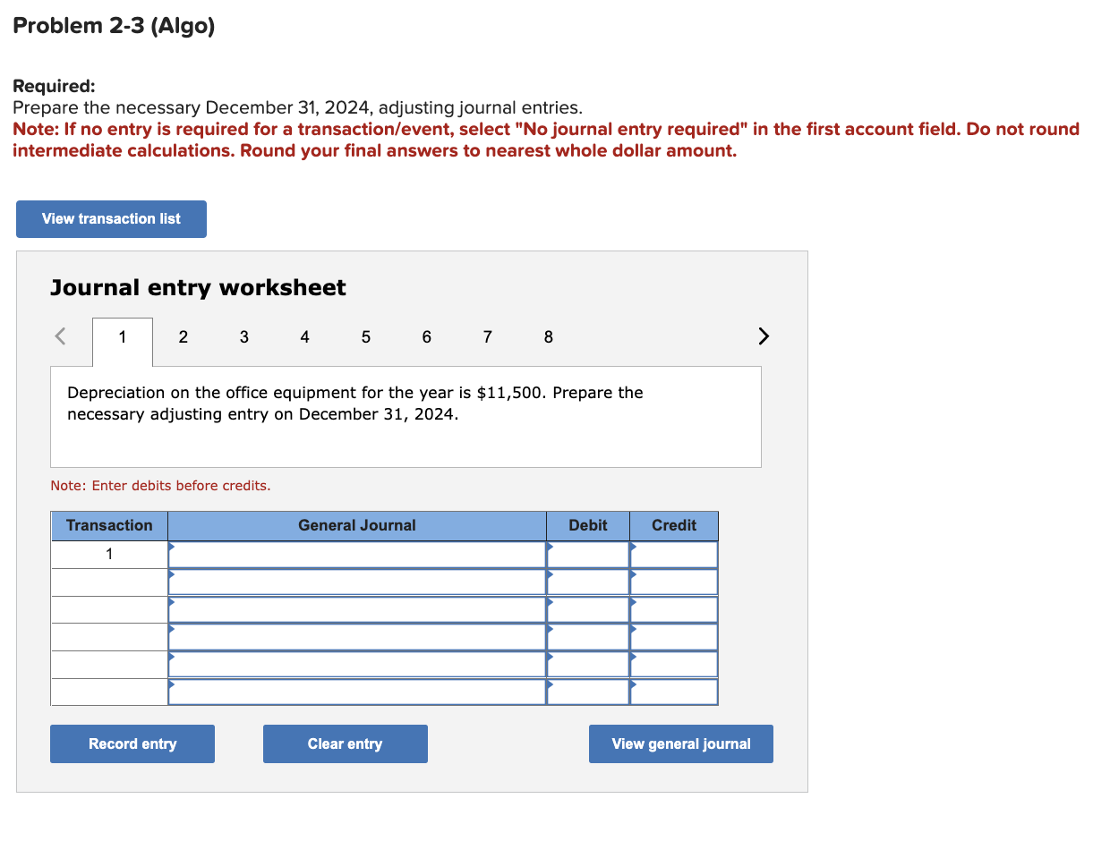 Solved Required information P2-3 and P2-4 (Algo) Adjusting | Chegg.com
