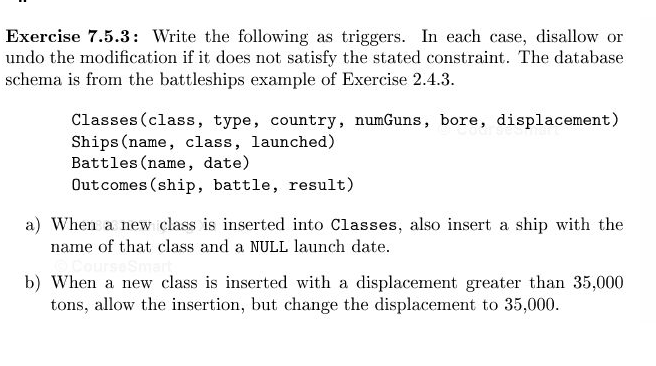 Solved Exercise 7.5.3: Write the following as triggers. In | Chegg.com