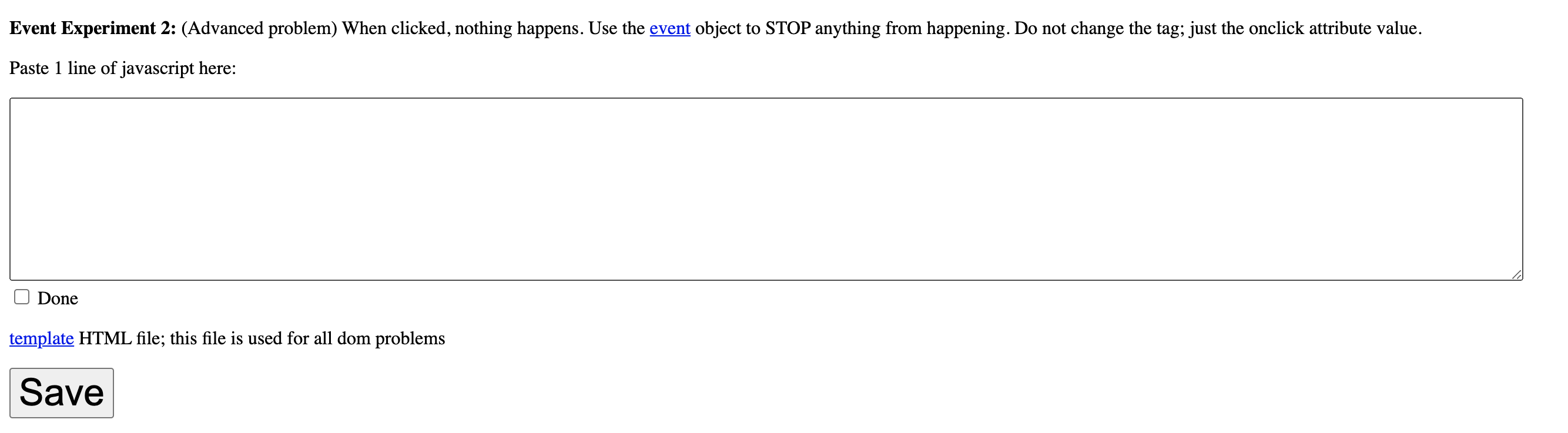 Solved Event Experiment 1: When clicked, console log the X | Chegg.com