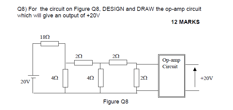 Solved Q8) For the circuit on Figure Q8, DESIGN and DRAW the | Chegg.com