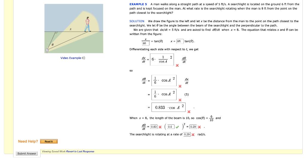 Solved EXAMPLE 5 A man walks along a straight path at a | Chegg.com