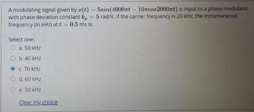 Solved A modulating signal given by ä(t) = 5sin(4000nt - | Chegg.com