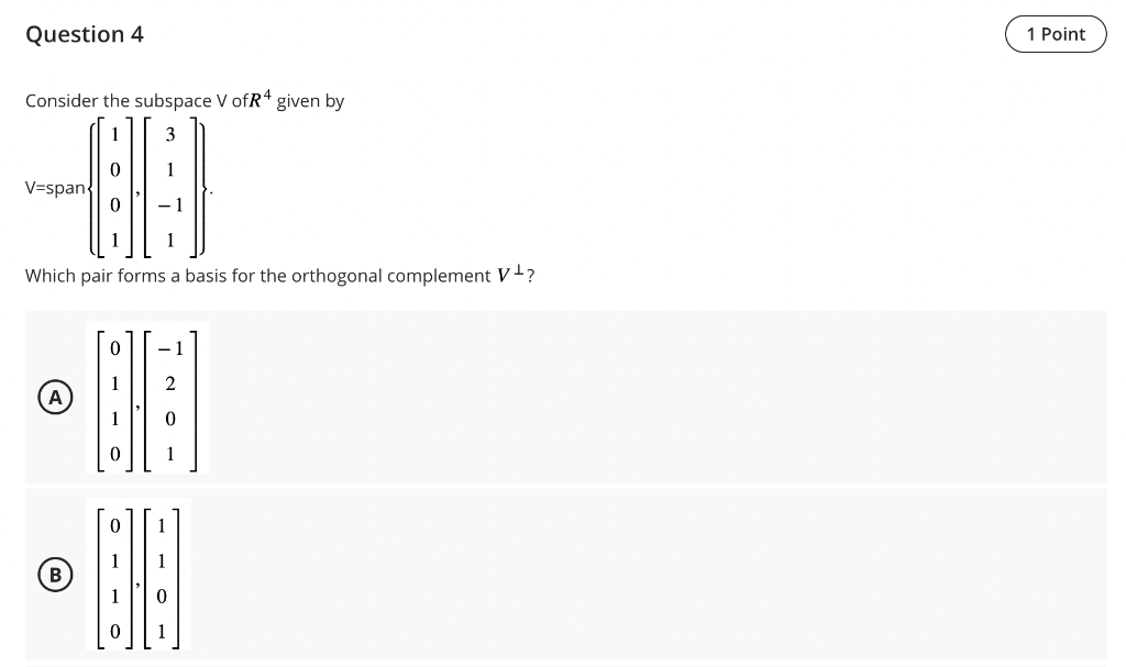 Solved Consider the subspace V of R4 given by | Chegg.com