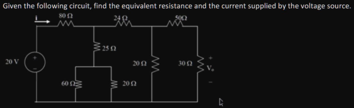 Solved Given the following circuit, find the equivalent | Chegg.com