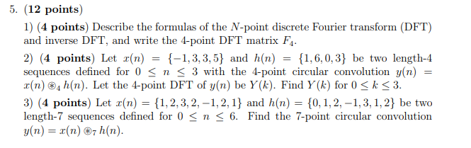 Solved (12 points) 1) (4 points) Describe the formulas of | Chegg.com