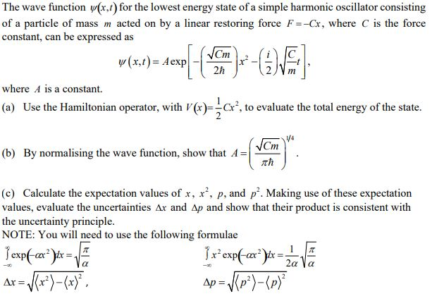 Solved The wave function y(x,t) for the lowest energy state | Chegg.com