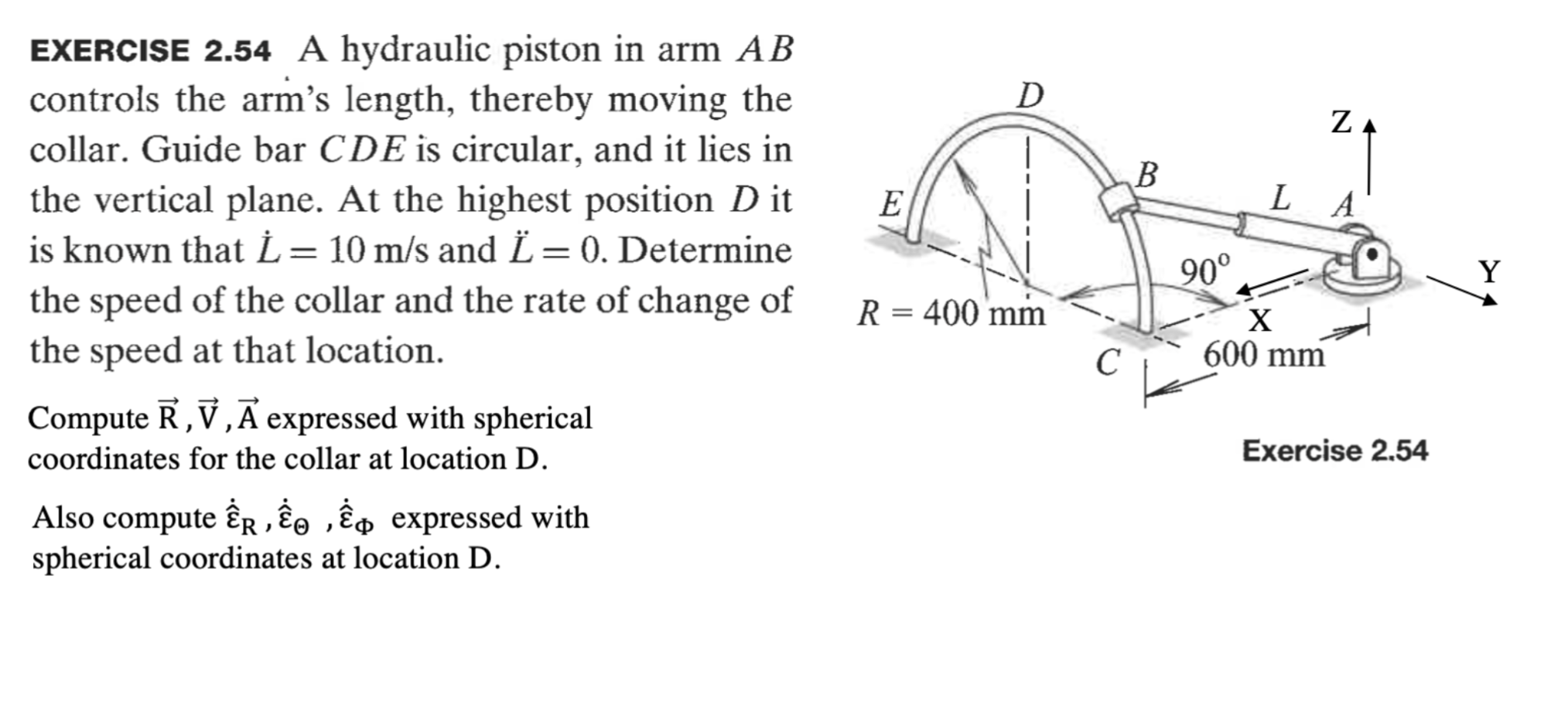 Solved EXERCISE 2.54 ﻿A hydraulic piston in arm ABcontrols | Chegg.com