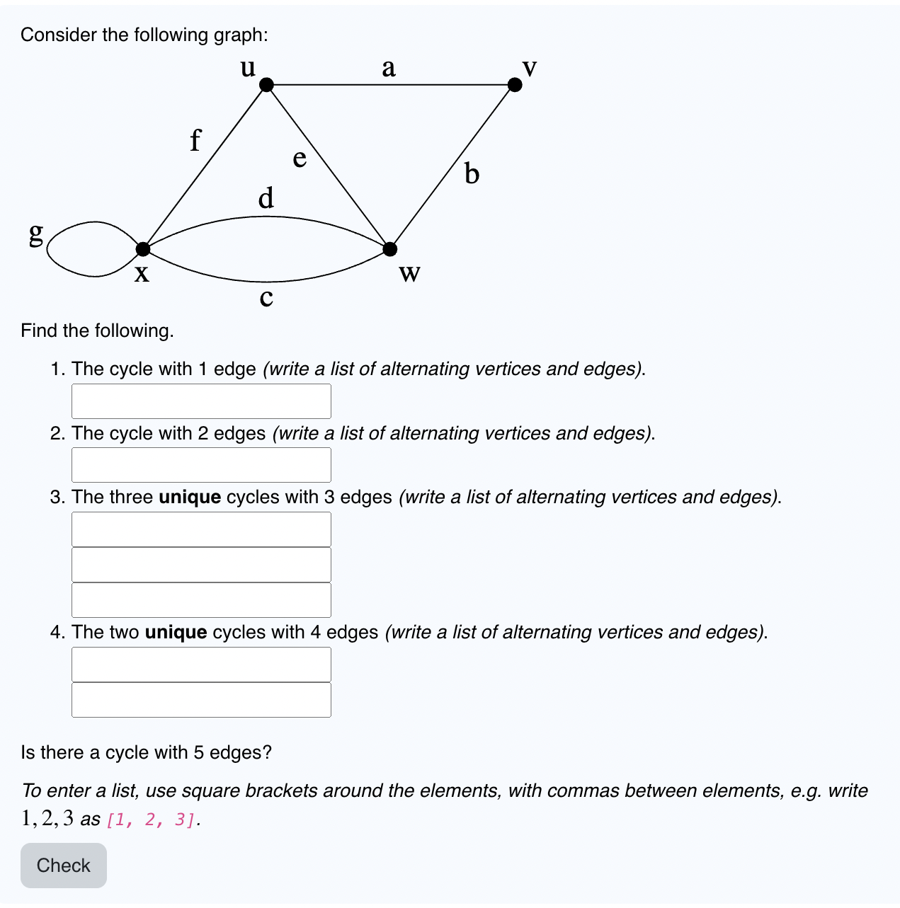Solved Consider the following graph: Find the following. 1. | Chegg.com