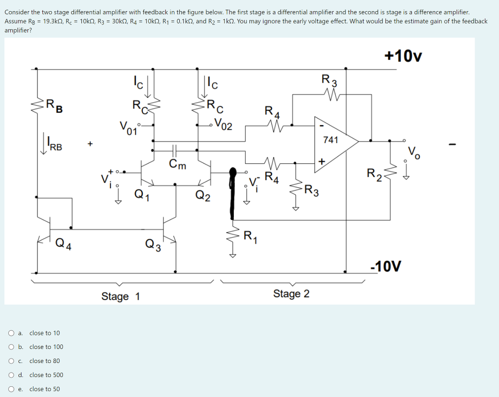 Solved Consider the two stage differential amplifier with | Chegg.com