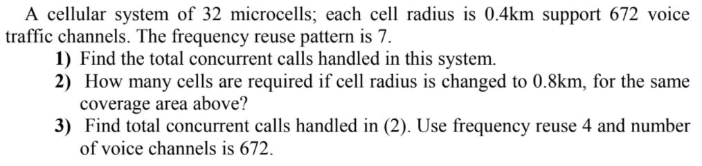 Solved A cellular system of 32 microcells; each cell radius | Chegg.com