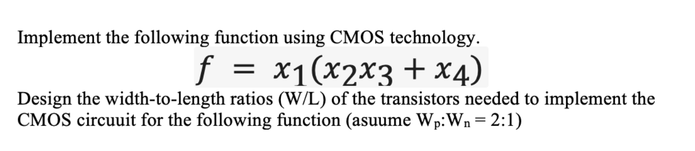 Solved Implement the following function using CMOS | Chegg.com