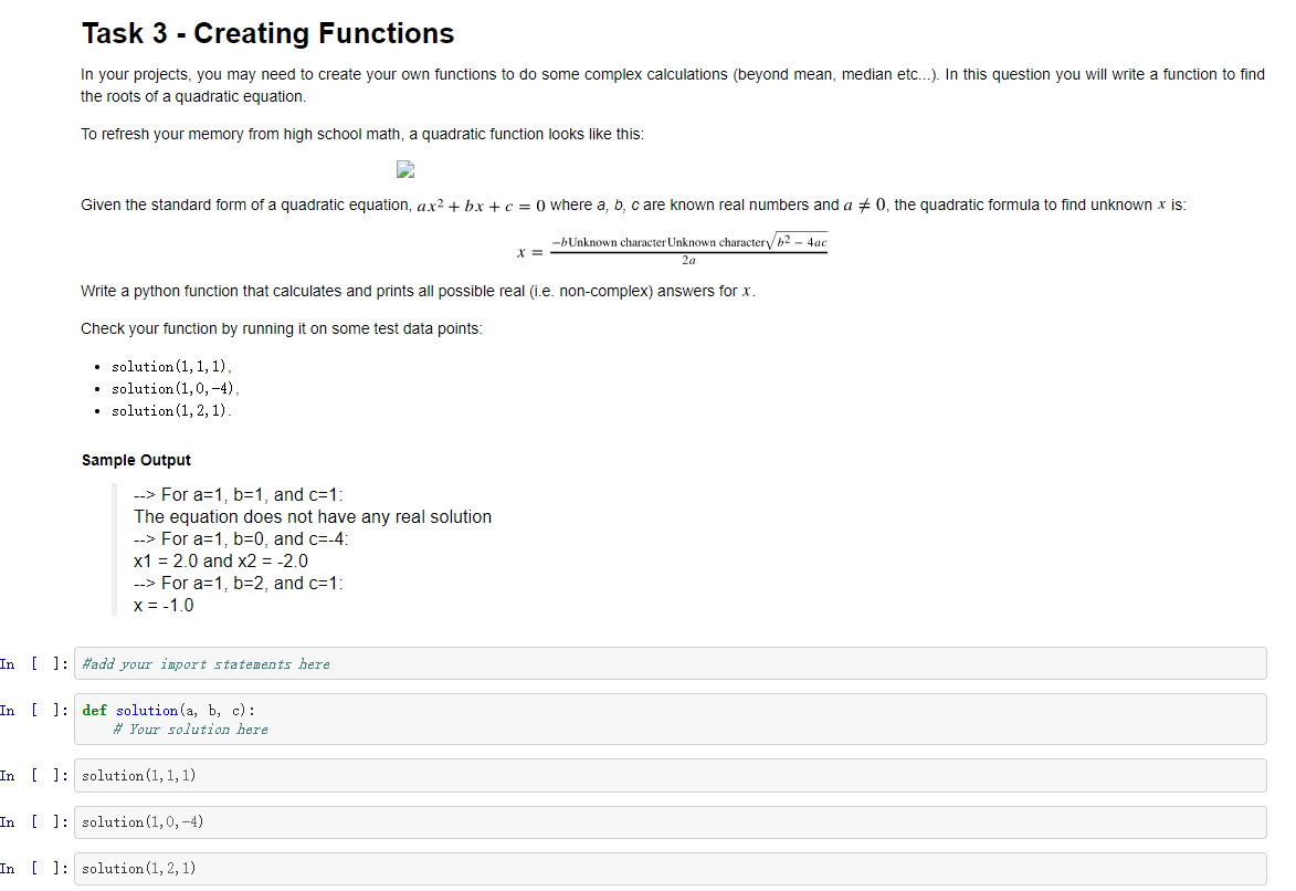 Solved Task 3 - Creating Functions In your projects, you may | Chegg.com