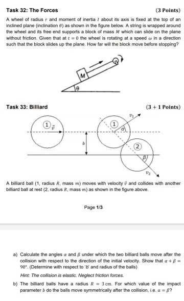 Solved Task 32: The Forces (3 Points) A wheel of radius r | Chegg.com