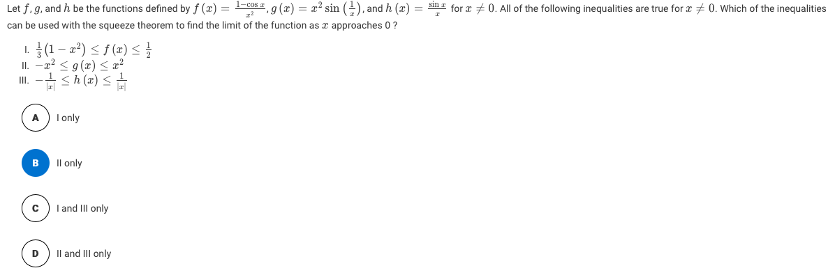 Solved Let f, g, and h be the functions defined by f(x) = | Chegg.com