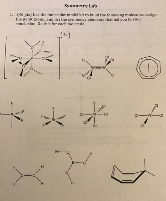 Solved Symmetry Lab (40 pts) Use the molecular model kit to | Chegg.com