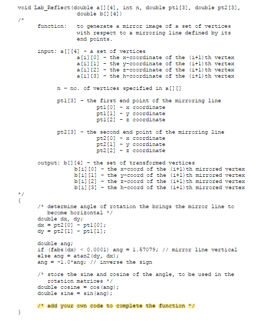 Task 9: Implement the reflection function Theory [1 0 | Chegg.com