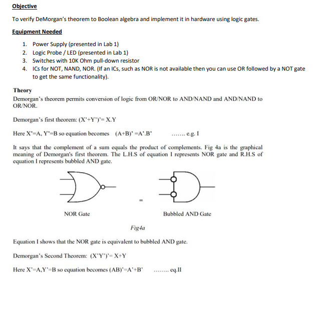Solved To verify DeMorgan's theorem to Boolean algebra and | Chegg.com Solved To verify DeMorgan's theorem to Boolean algebra and | Chegg.com