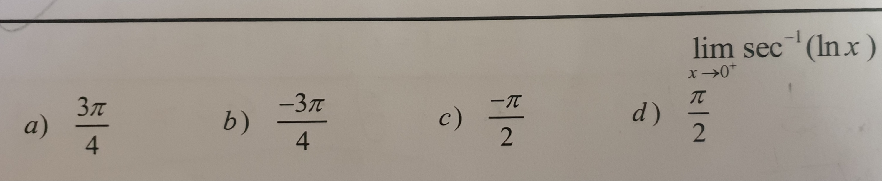 Solved lim sec '(Inx) x →0+ | Chegg.com