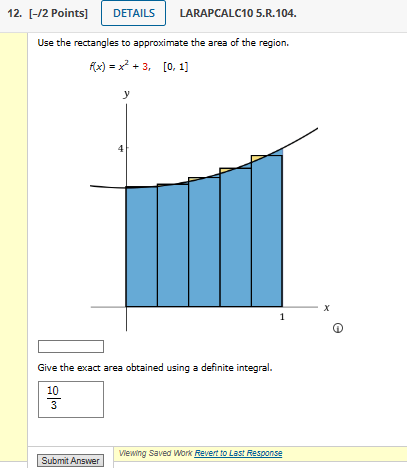 Solved Use the rectangles to approximate the area of the | Chegg.com