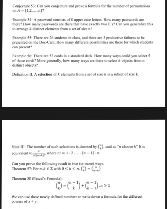 Solved Conjecture 53: Can you conjecture and prove a formula | Chegg.com