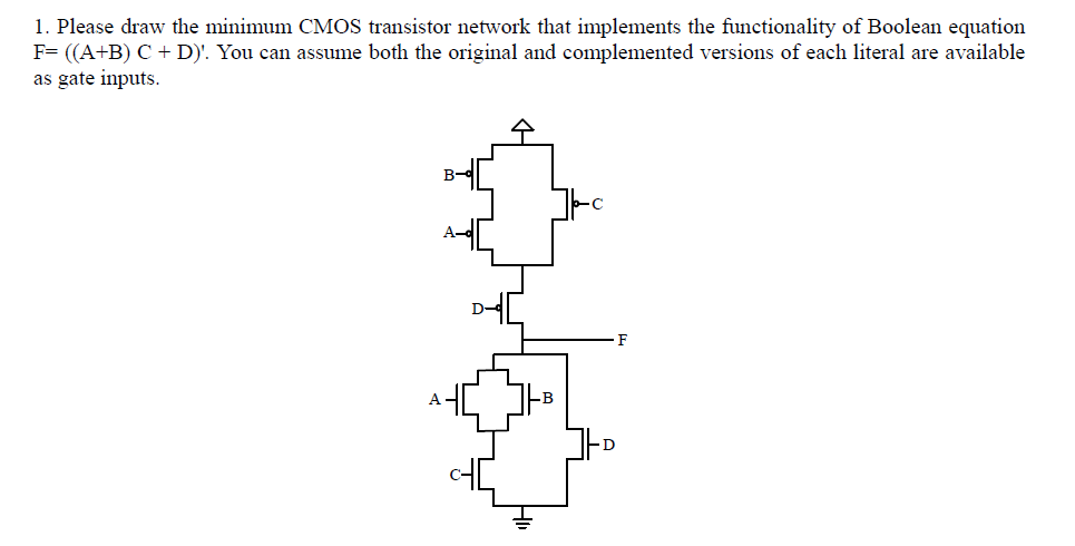 Solved Please Draw The Minimum Cmos Transistor Network That