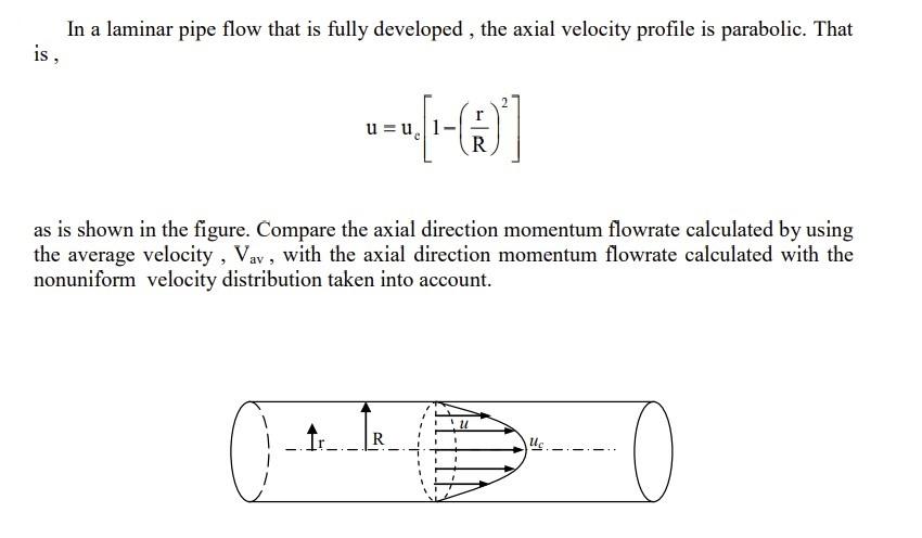 Solved In a laminar pipe flow that is fully developed, the | Chegg.com