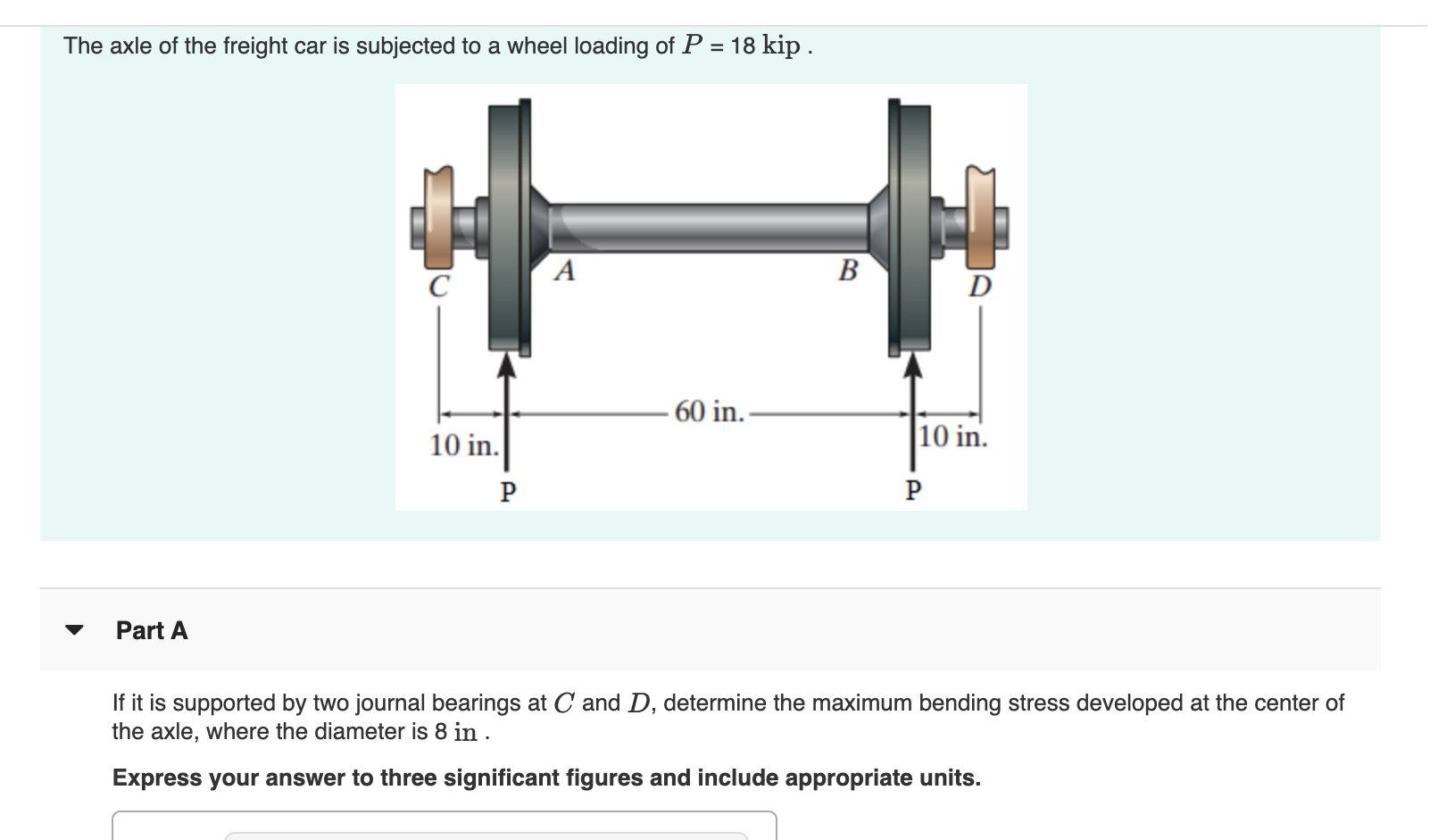 Solved The axle of the freight car is subjected to a wheel | Chegg.com