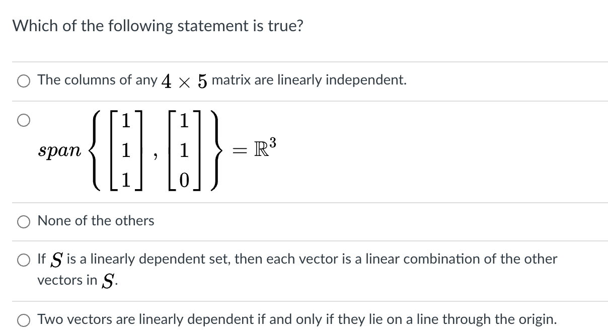 Solved Which Of The Following Statement Is True The Columns Chegg