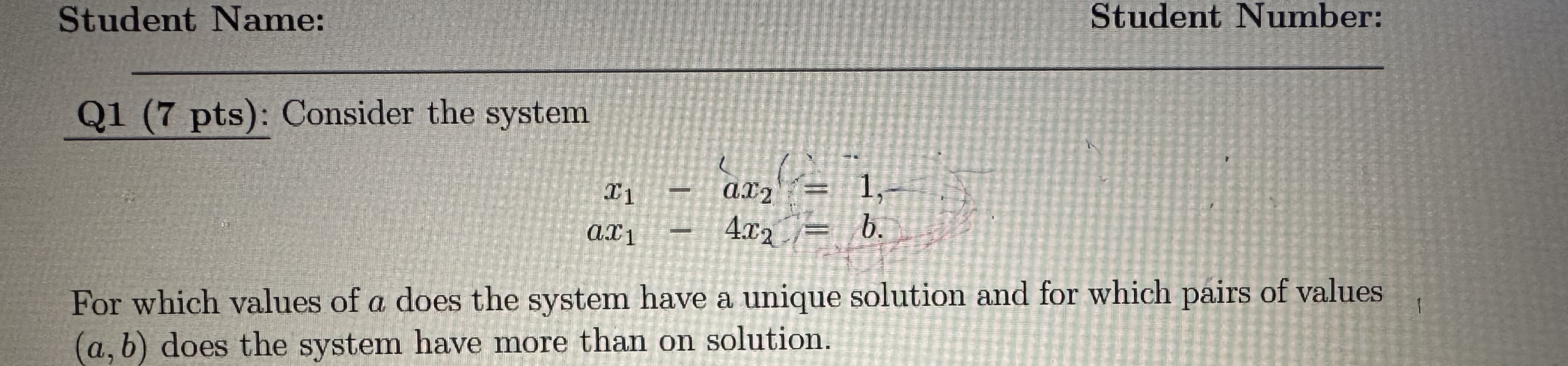 Solved Student Name:Student Number:Q1 (7 pts): Consider the | Chegg.com Solved Student Name:Student Number:Q1 (7 pts): Consider the | Chegg.com