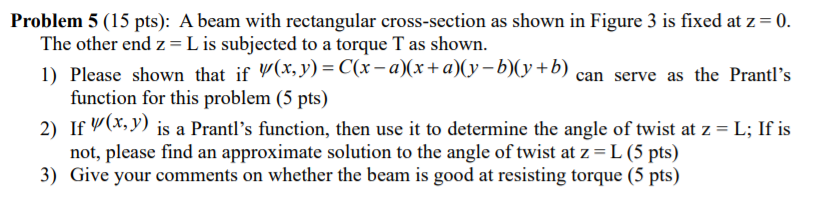 Solved Problem 5 (15 pts): A beam with rectangular | Chegg.com