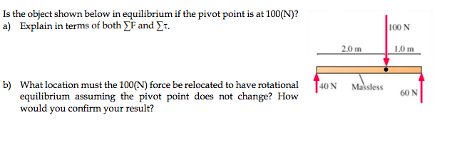 Solved Is the object shown below in equilibrium if the pivot | Chegg.com