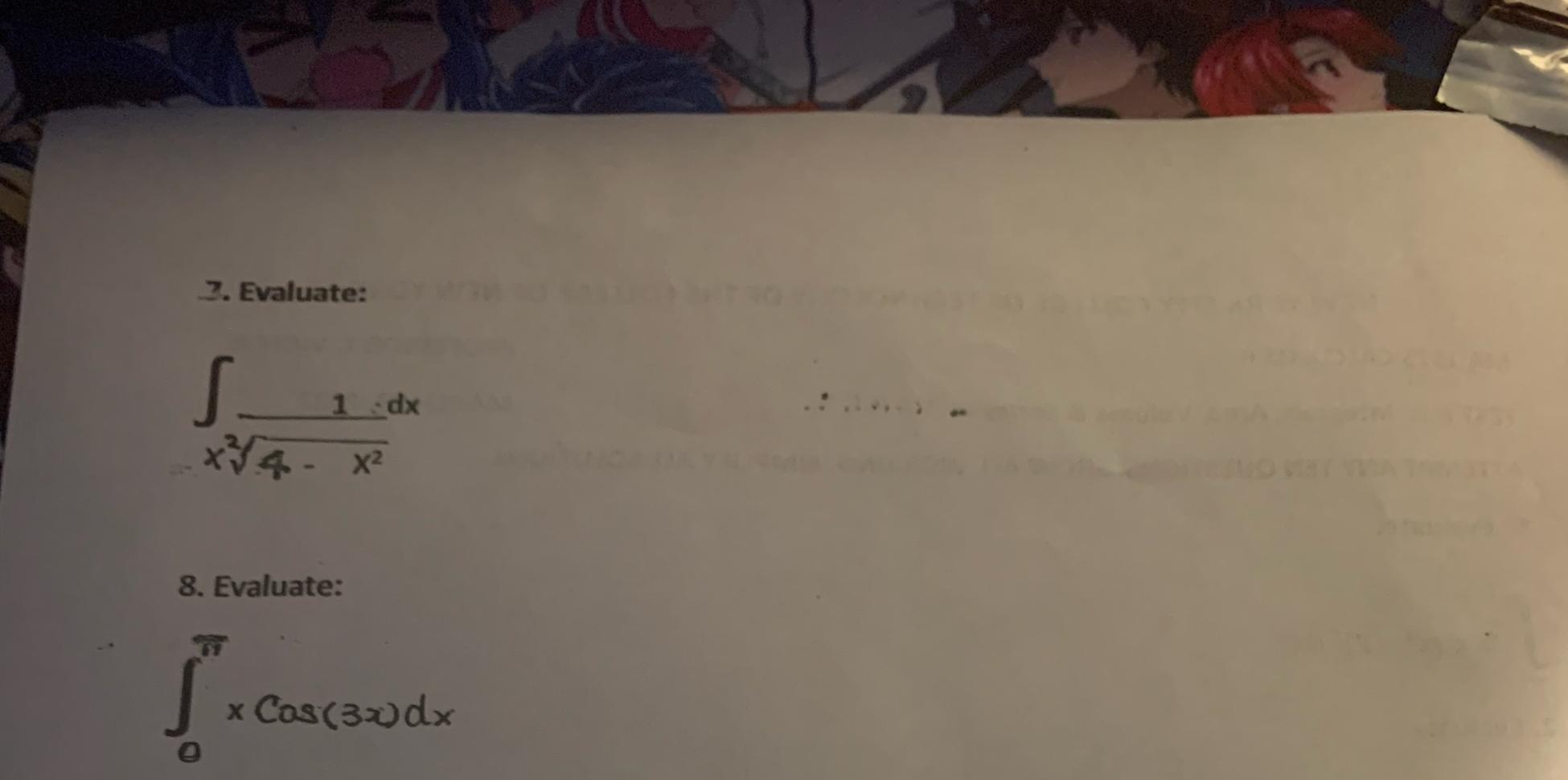 Solved 3. Evaluate: S. x/4 x² x - 1 dx X2 8. Evaluate: x | Chegg.com