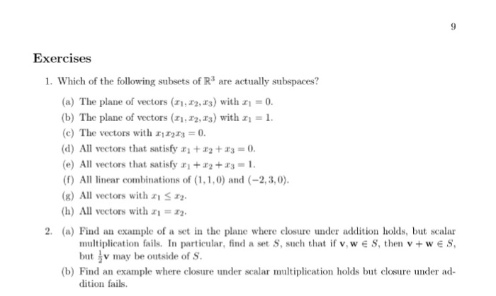 Solved Which of the following subsets of R^3 are actually | Chegg.com